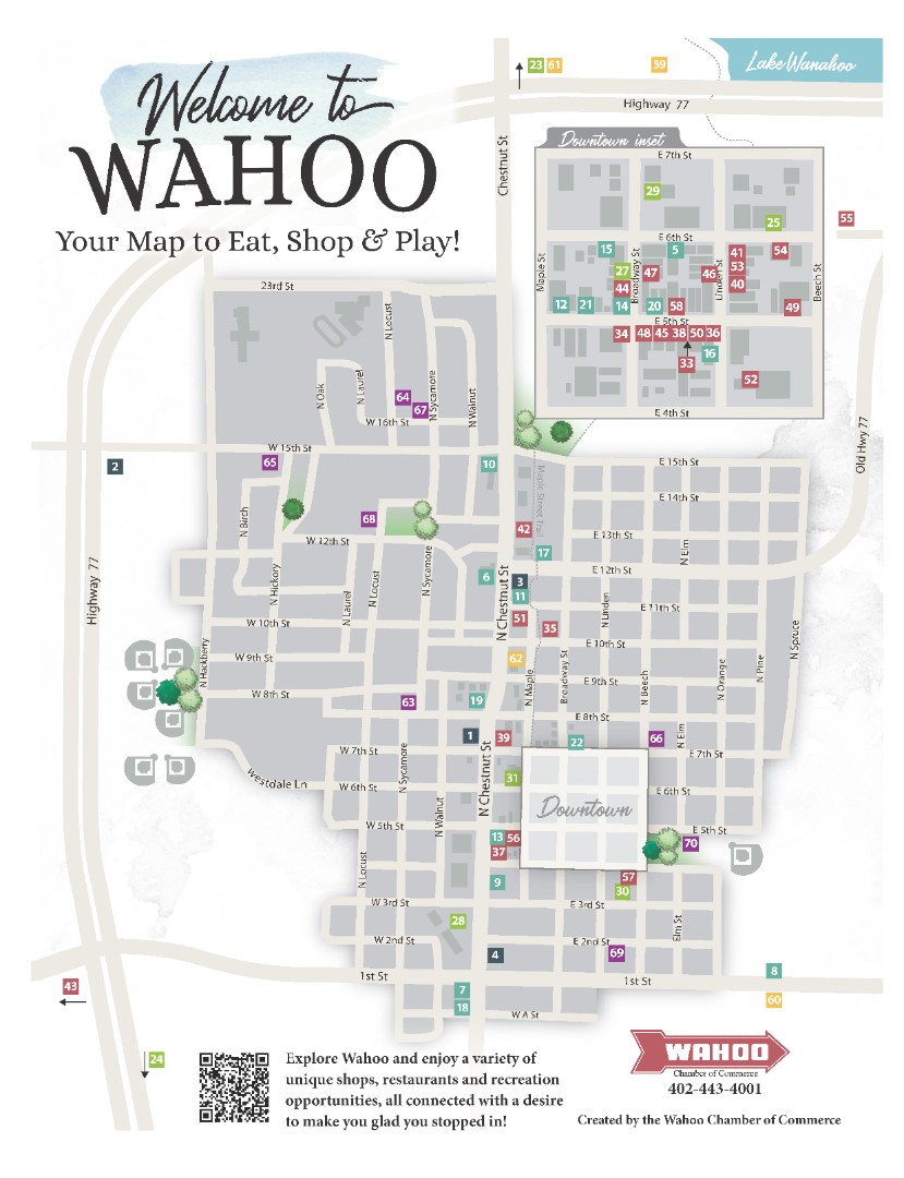 City of Wahoo - Eat/Shop/Play Map